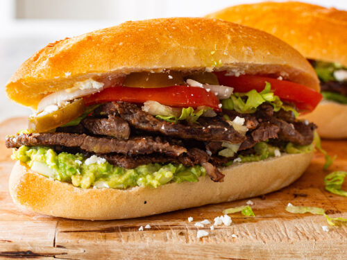 Mexican Steak Torta Homemade Mexican Beef Torta Sandwich With Cilantro